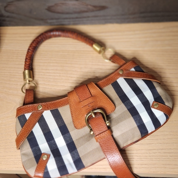Burberry | Bags | Authentic Burberry Handbag Plaid And Leather | Poshmark